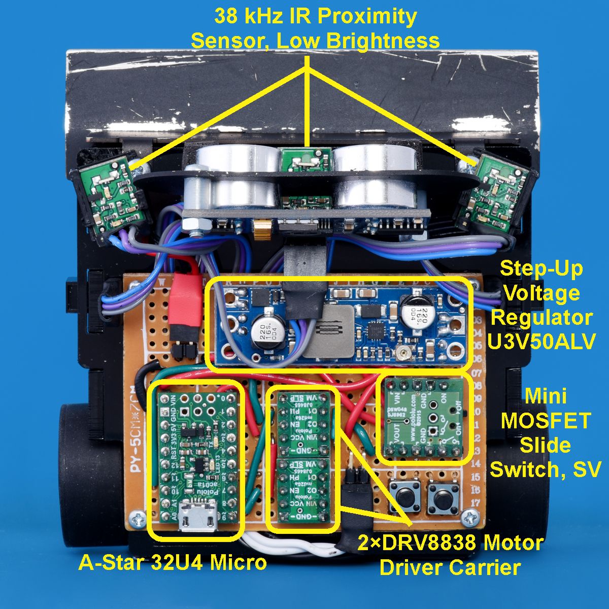 Pololu - Brandon's mini sumo robot: Black Mamba